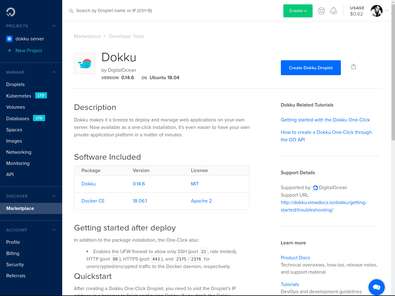 After clicking the install button you have to configure your droplet ... After clicking the install button you have to configure your droplet ...